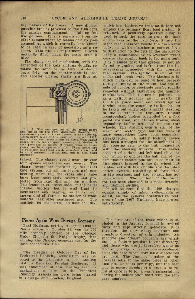 1907 PAPER AD CAR AUTO 2 PG ARTICLE 1908 Matheson Automobile Landaulet ...
