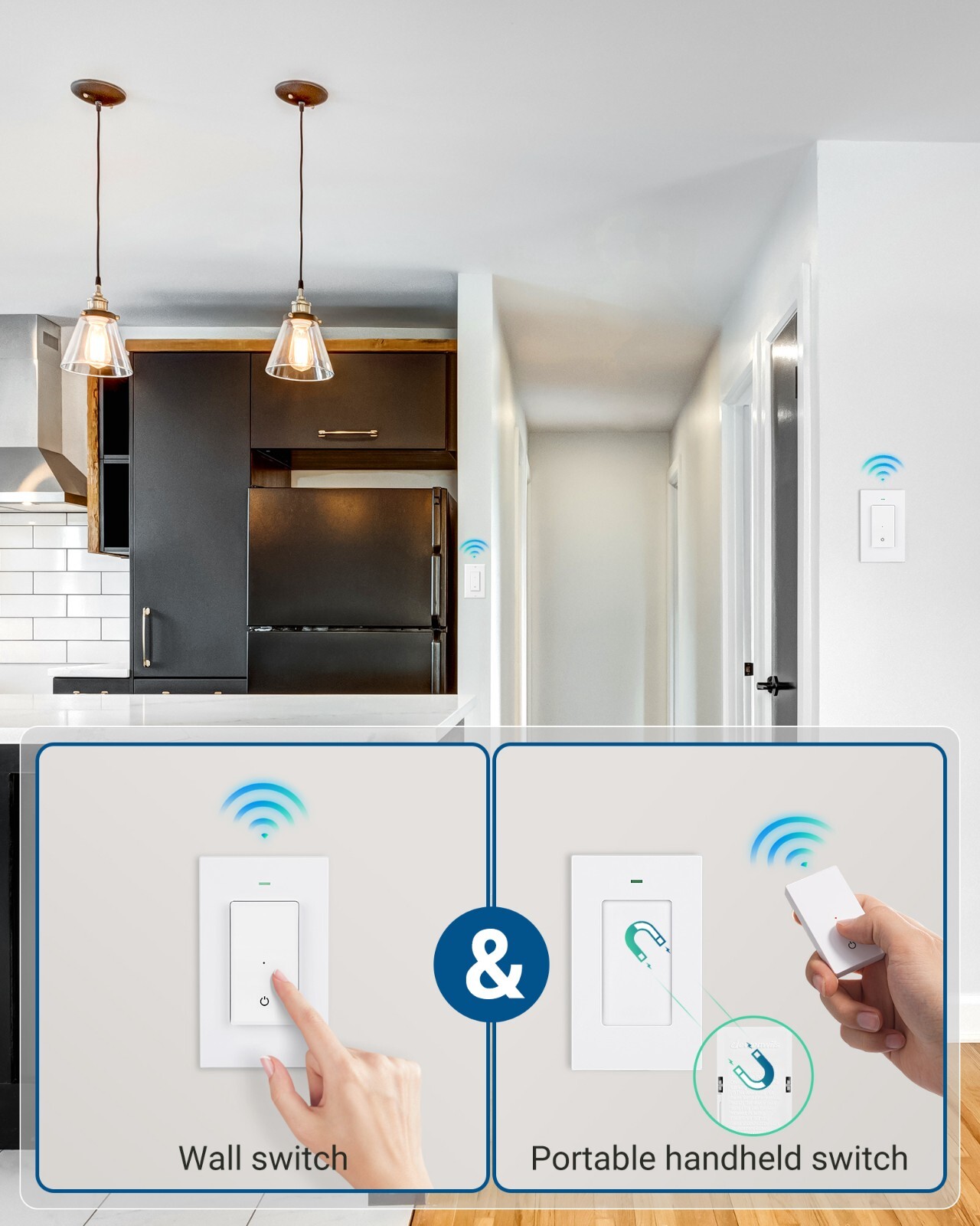 DEWENEILS 3 Way Wireless Light Switch,125V Wireless Light Switch and ...