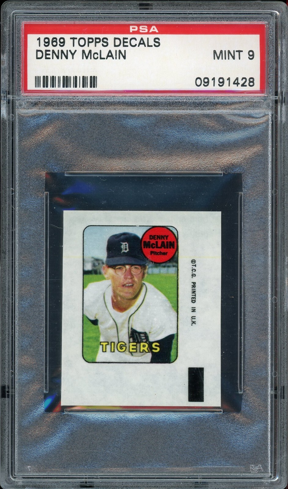 1969 Topps Decals Denny McLain PSA 9 MINT | eBay