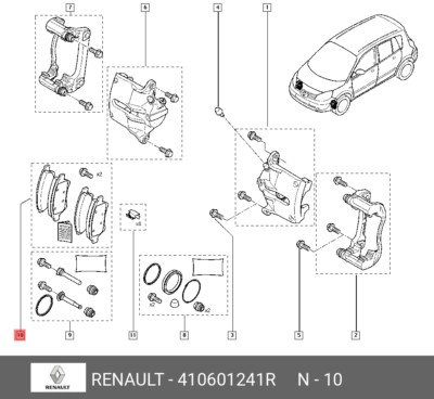 Original RENAULT 410601241R Brake Pad Set, Disc Brake KANGOO MEGANE ...