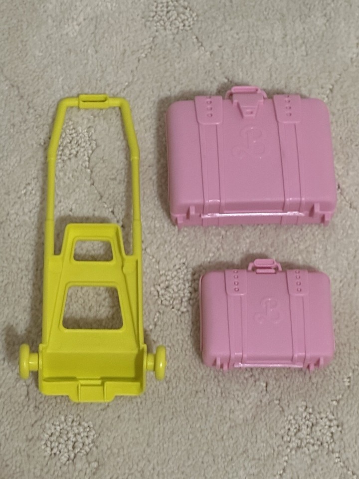 1980’s Barbie Travel Luggage Set - 2 Pink Suitcases & Travel Cart | eBay