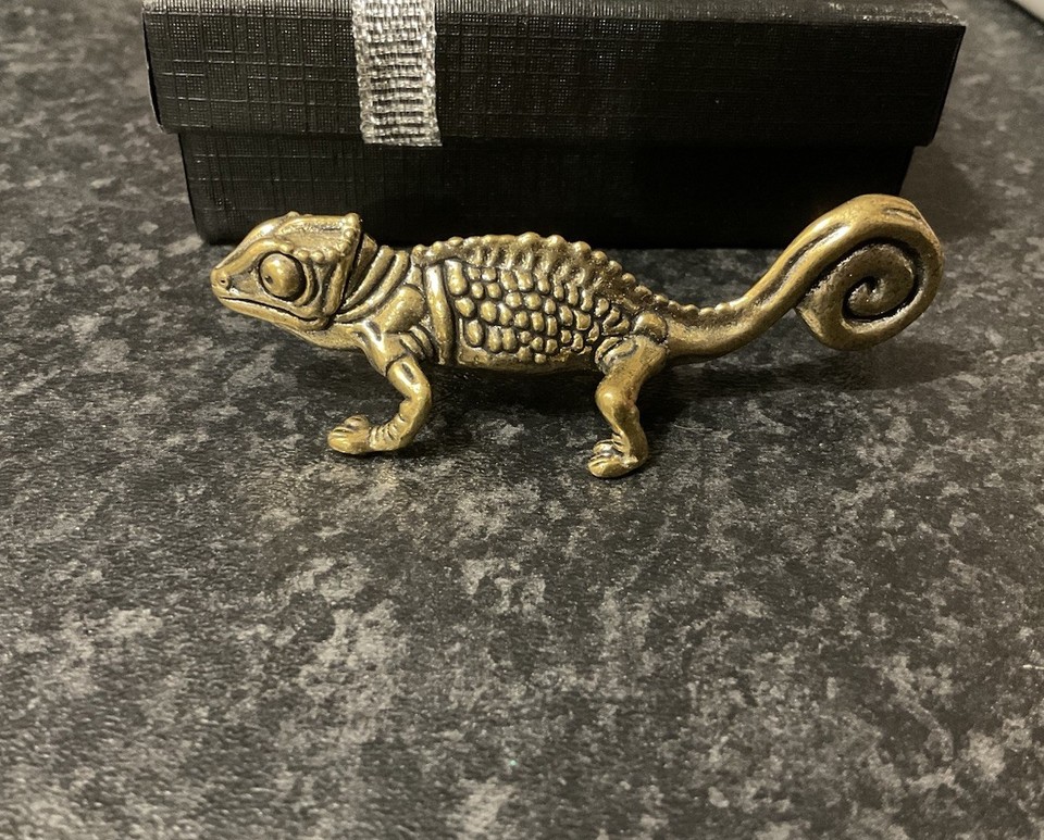 Lucky Miniature Brass/alloy Lizard, Chameleon Pouch Pets Ornaments ...