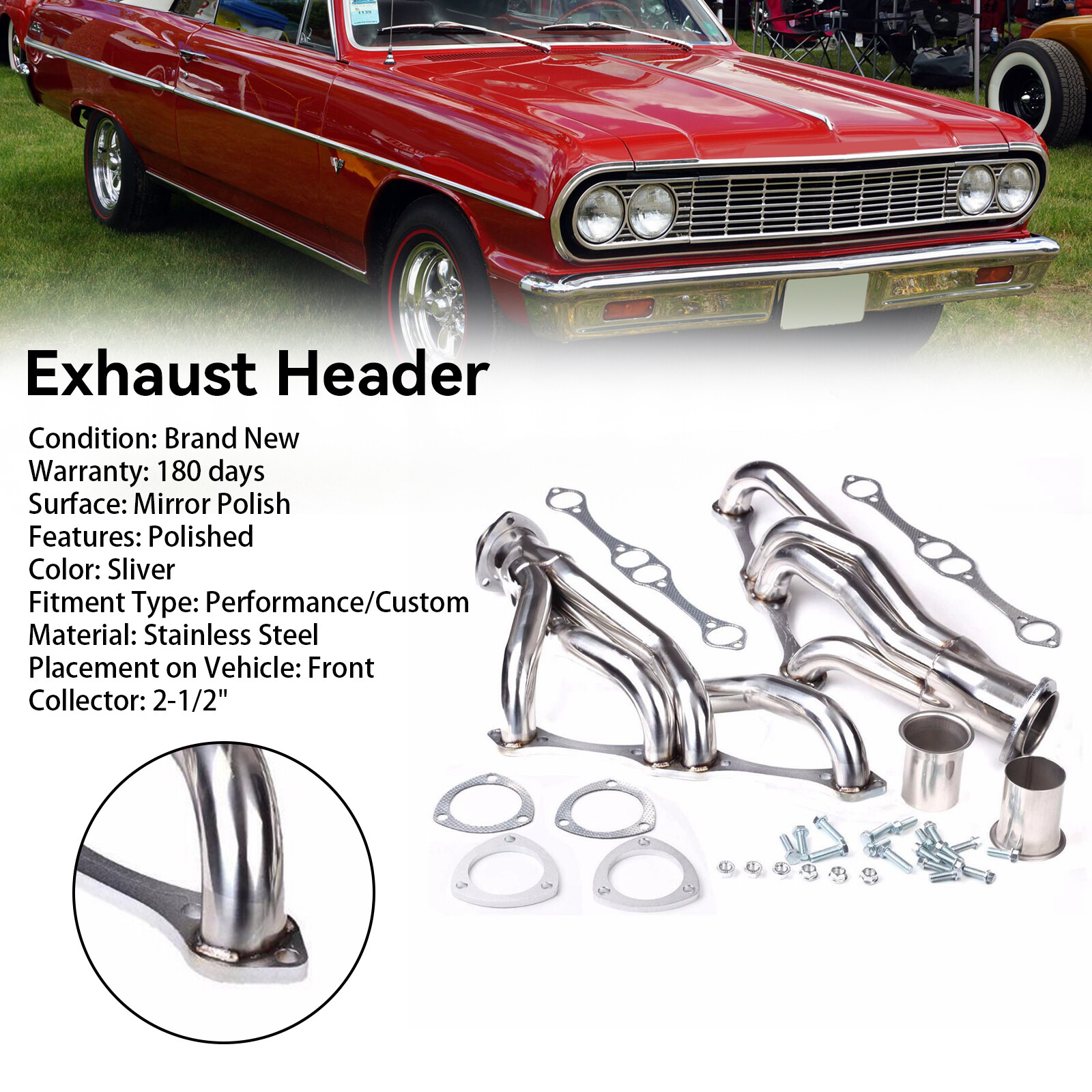 NEW 1× Exhaust Header Kit Fits Chevy Small Block 265 283 305 307 327 ...