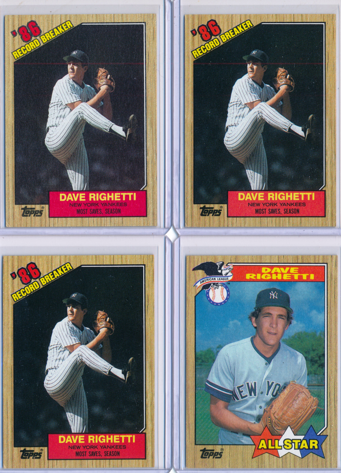 DAVE RIGHETTI NEW YORK YANKEES CARD LOT (4) | eBay