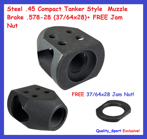 Steel .45 Compact Tanker Style Muzzle Brake .578-28 (37/64x28)+ FREE ...