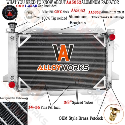 1451 3 Row Aluminum Radiator For 1985-1997 Ford Bronco F150 F250 F350 ...