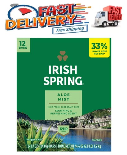 Irish Spring Bar Soap for Men, Aloe Mist Deodorant Bar Soap, 3.7 Oz, 12 ...