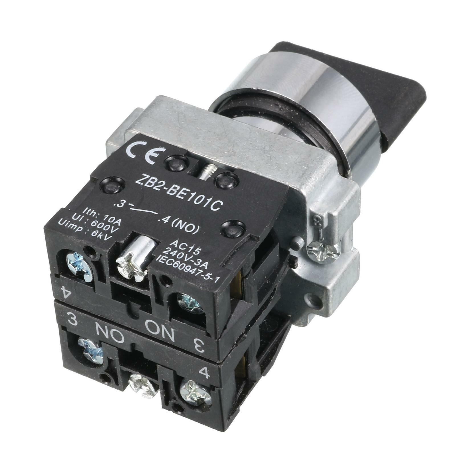 AC 240V 3A 2NO DPST Black Top 3 Positions Selector Latching Rotary ...