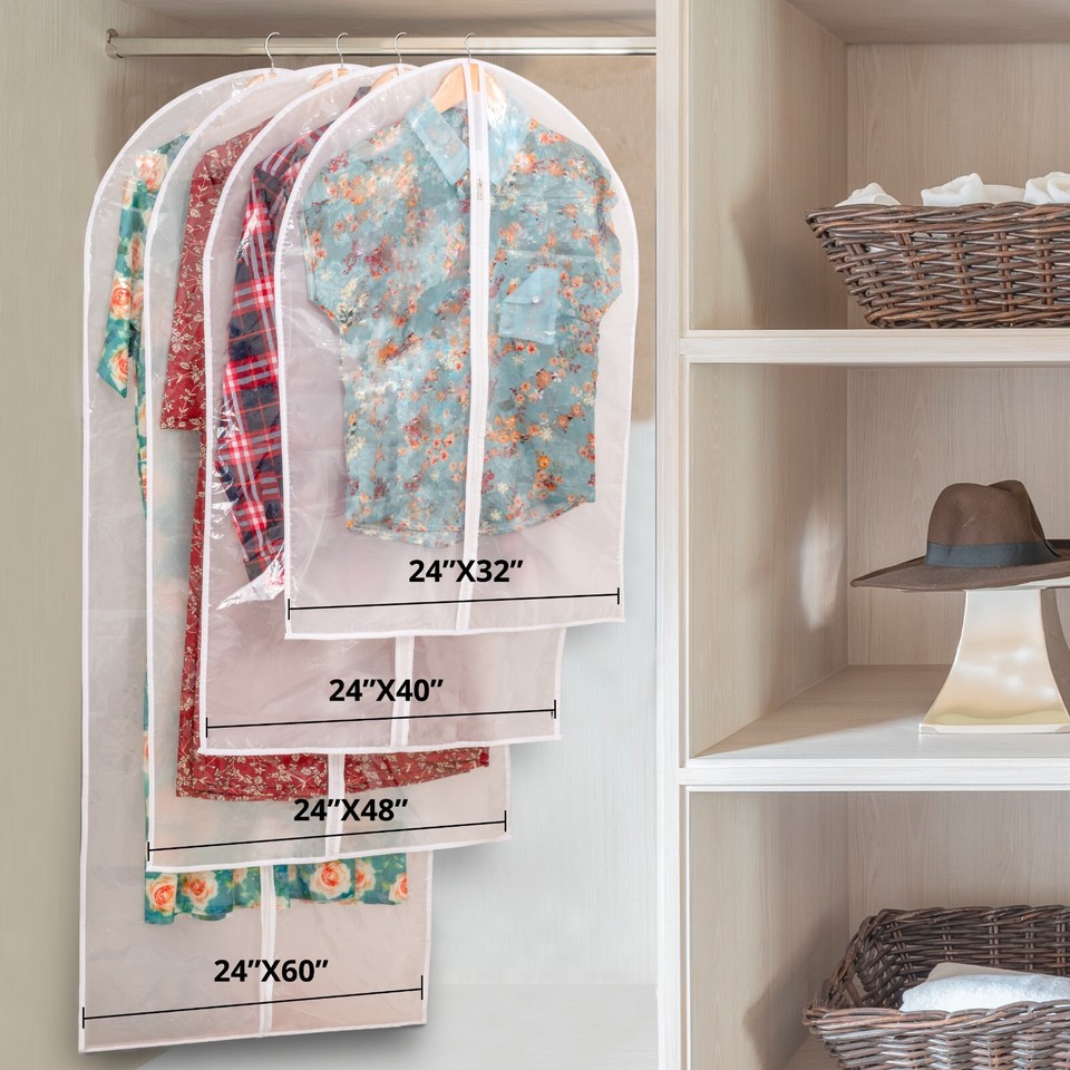 Clear Garment Bag Suit Bags Closet Storage Dust Cover with Zipper for ...