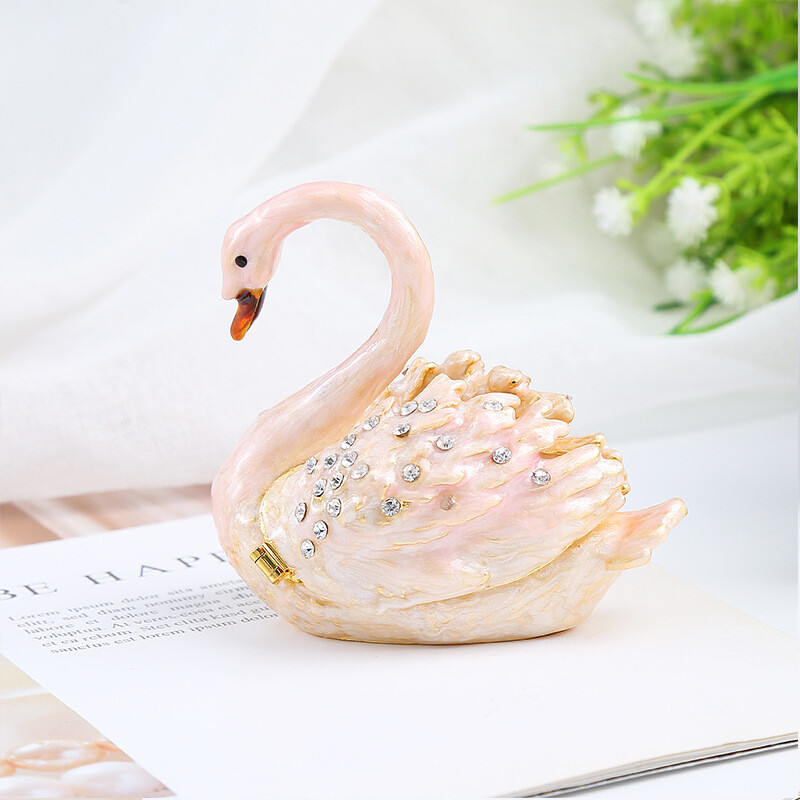 Hand Painted Grace Flamingo Trinket Box, Wedding Gift Box Swan Jewelry ...