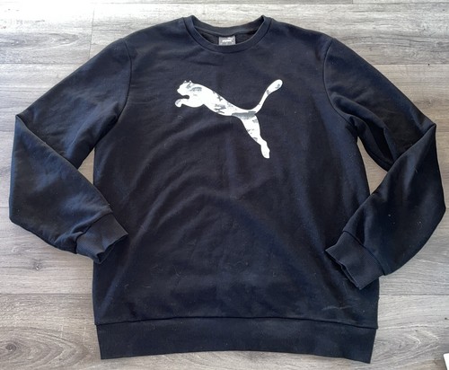 Puma Jumper Size L Black Big Logo Crew Neck Pullover Sweatshirt. 1j | eBay