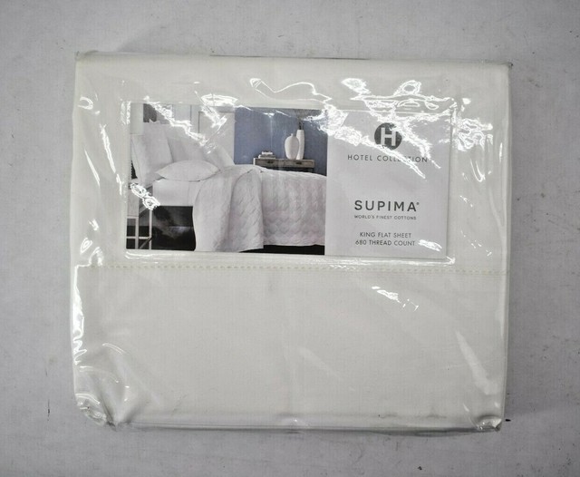 Hotel Collection 680 TC 100 Supima Cotton Solid White King Flat Sheet ...