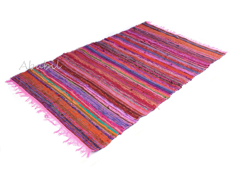Hand woven Rag Rug Chindi Rug Floor Mat Cotton Recycled Rug Boho Floor ...