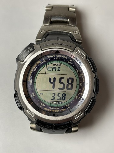 Vintage Casio PAW-1300T Solar Pathfinder Titanium Band JAPAN Very Rare ...