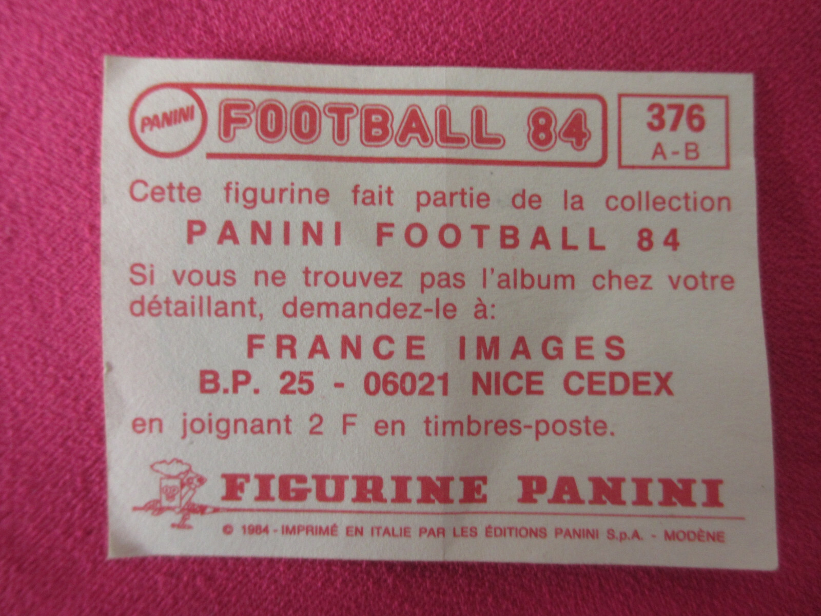 Vignette image sticker Panini football 84 1984 - N°376 LIBOURNE LIMOGES ...