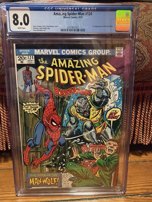 Amazing Spider-Man #124 CGC 8.0 1973 1st app Man-Wolf KEY ISSUE FREE ...