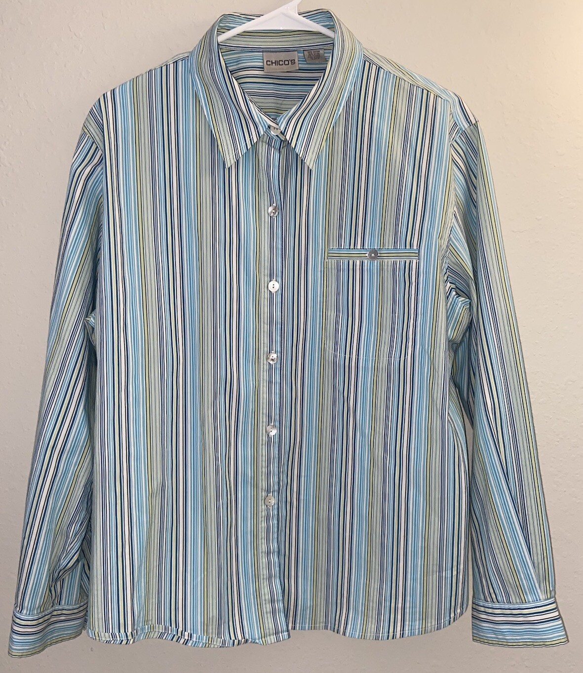 Chico’s Striped Button Front Shirt Top 3 (R7) | eBay