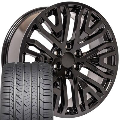 22 inch Black 5906 Rims & Goodyear Tires Fit Chevy Tahoe Silverado RST ...