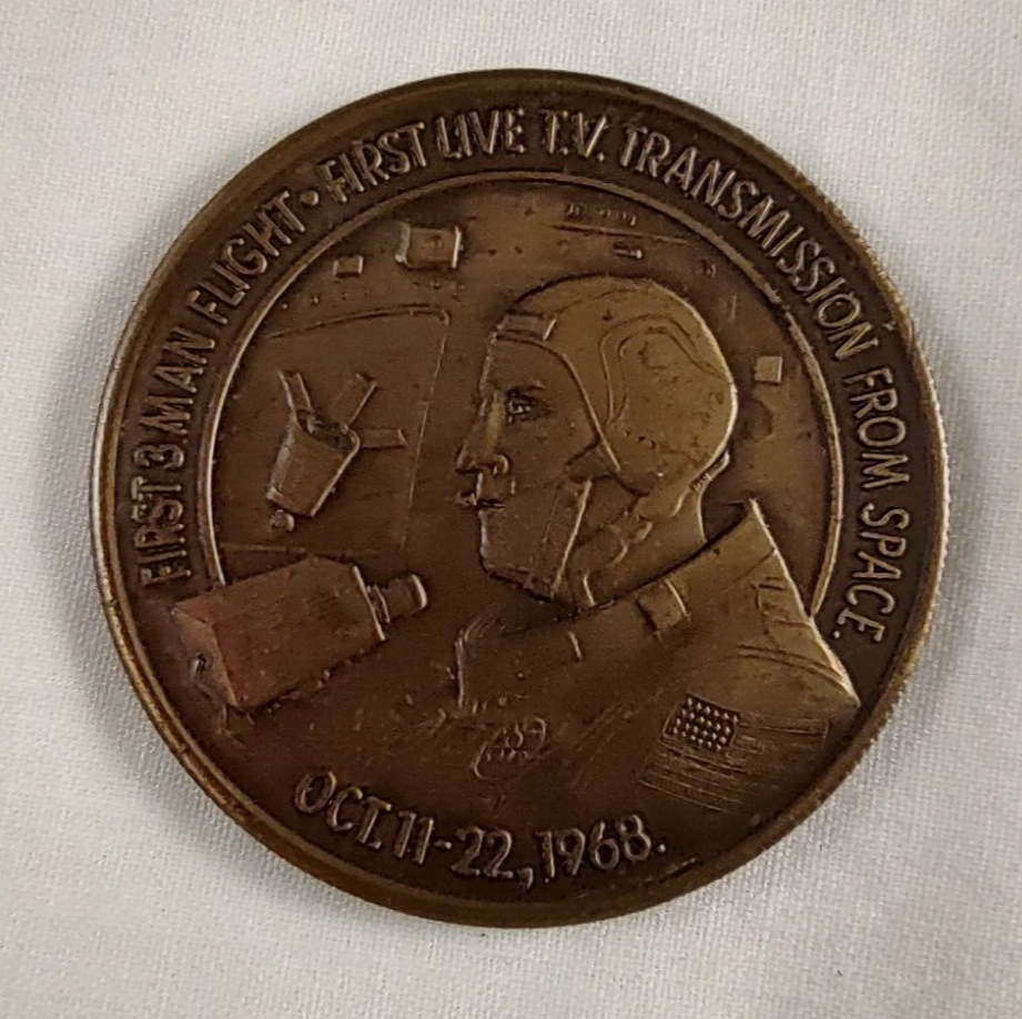 Apollo 7 Bronze 1st 3 Man Flight Medallion Medal NASA Space Excellent ...