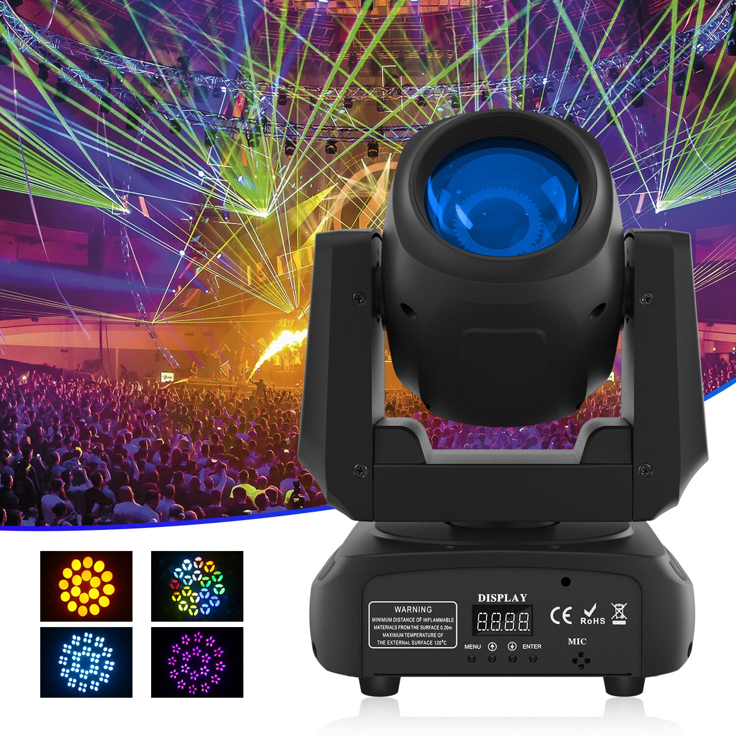 150W Moving Head LED Lights RGBW Gobo Beam Stage Spot Light DJ Disco ...