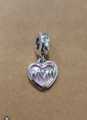 AUTHENTIC PANDORA MOM SCRIPT HEART DANGLE CHARM #798887C01 | eBay