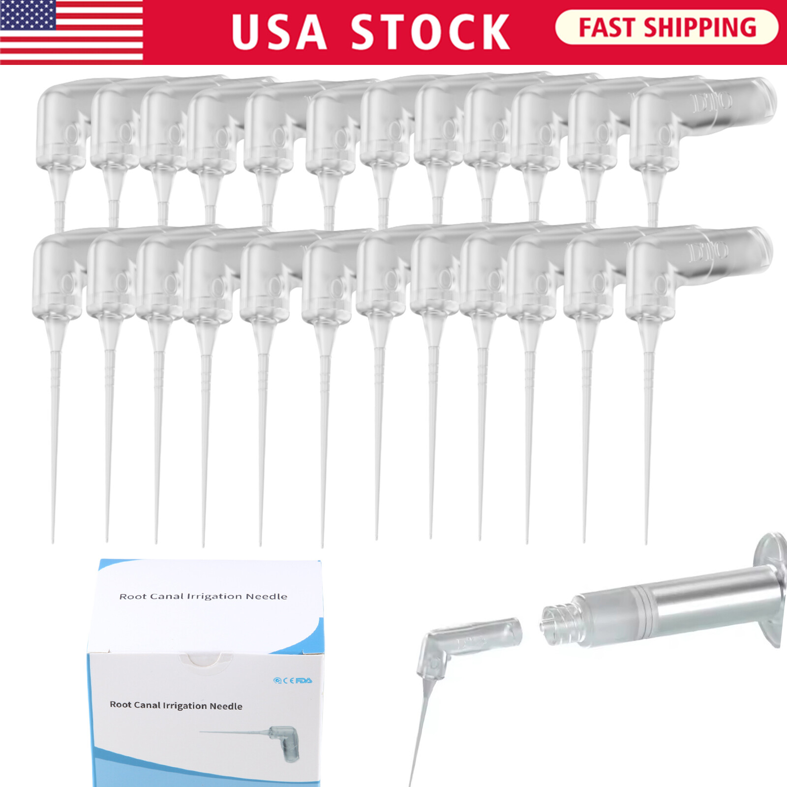 100Pcs Dental 75° IrriFLEX Root Canal Irrigation Needles Tips 2 holes ...