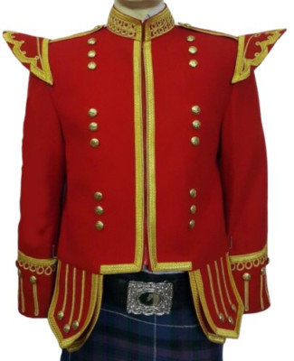 Scottish Red Doublet Kilt Jacket - Military Piper Drummer Doublet ...
