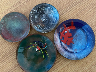 DORIS HALL Signed Enamel on Copper Vintage Mid-Century Small Art Bowl ...