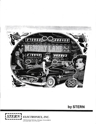 STERN 1978 MEMORY LANE PINBALL MACHINE MANUAL - NEW! | eBay