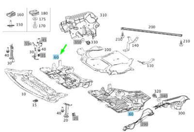 MB E W212 Engine Compartment Central Underbody Cover A2125241530 NE ...