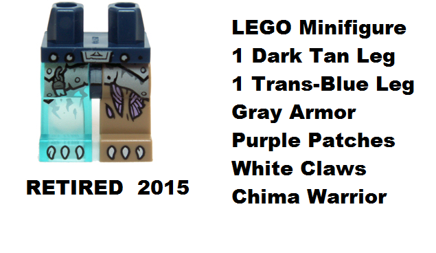 LEGO Minifigure 1 Dark Tan Leg 1 Trans-Blue Leg Gray Armor Purple ...