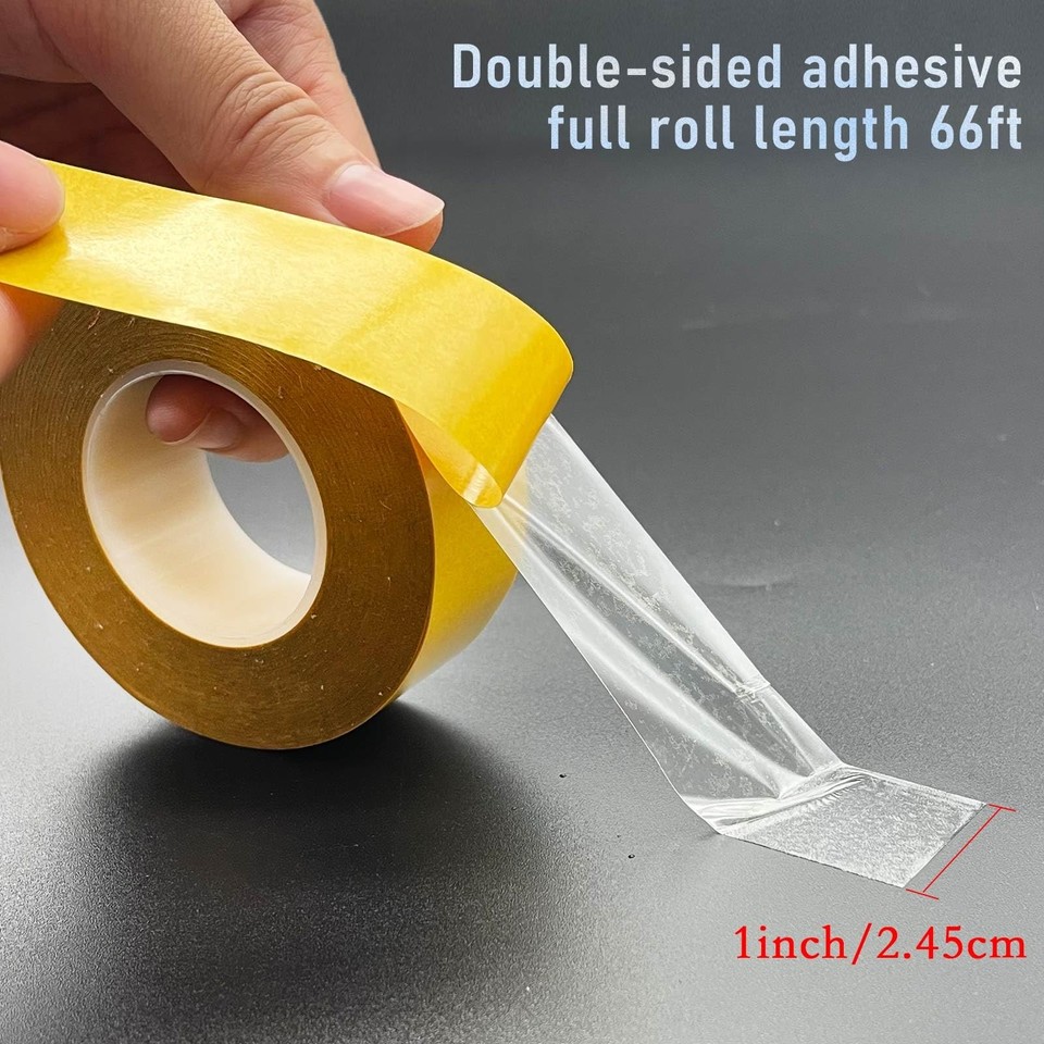 Double Side Tape Heavy Duty, 1â€ x 66ft Ultra-Thin Clear Two Sided Tape ...