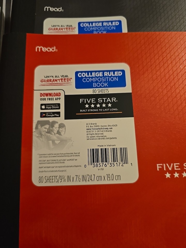 12 New Mead Five Star College Ruled Compsition Notebooks | eBay