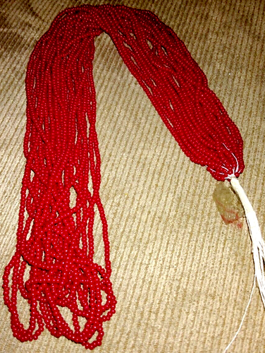VINTAGE DK BLOOD RED X FINE SEED GLASS BEADS 12 STRAND LOOSE NEW OLD ...