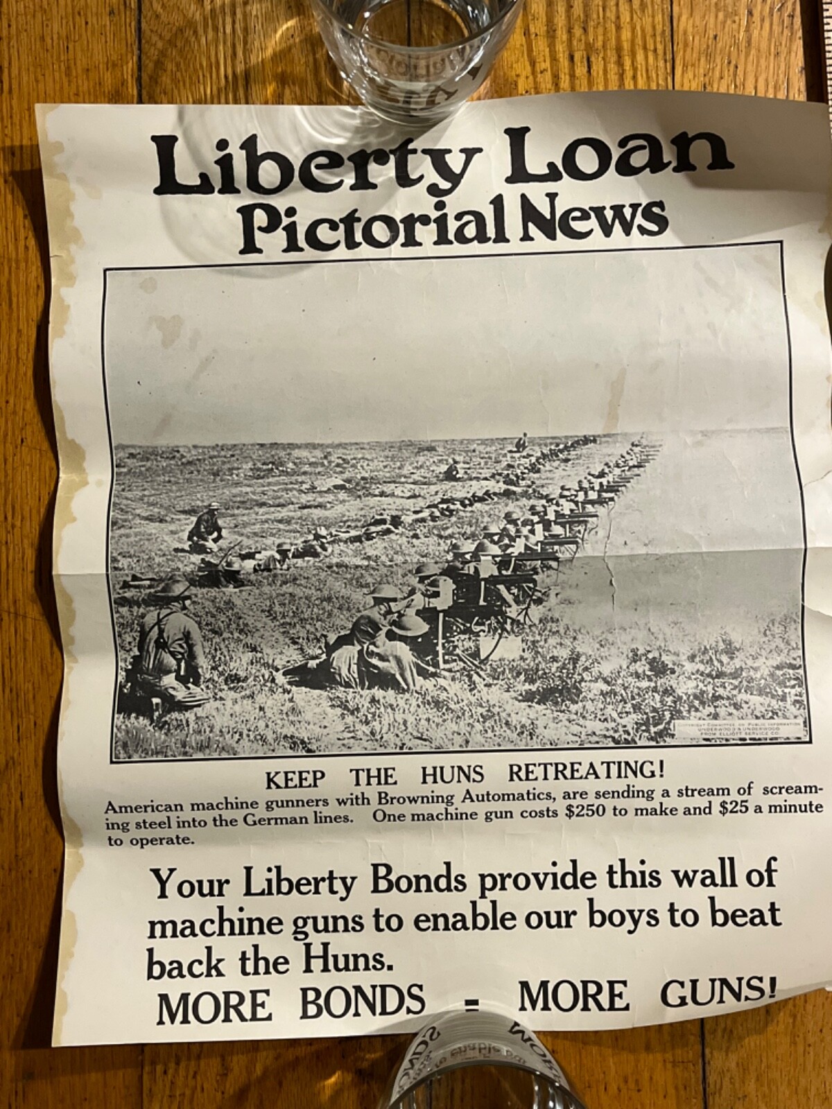 Original WWI poster Keep the Huns Retreating Machine Gun costs 16.75 ...