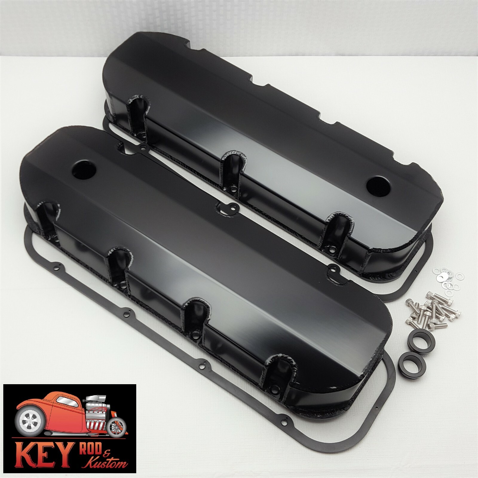 Big Block Chevy Black Fabricated Tall Valve Covers BBC Sheet Metal 454 ...