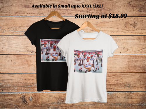 Cincinnati Reds 70's Big Red Machine Starting 8 Rose Bench T Shirt sz S ...