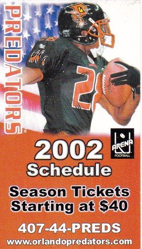 2002 ORLANDO PREDATORS ARENA FOOTBALL POCKET SCHEDULE | eBay
