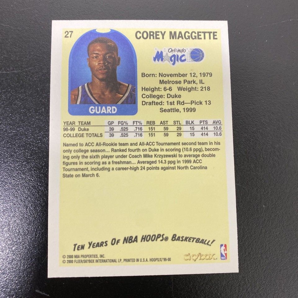 Corey Maggette | Orlando Magic |1999-00 Skybox NBA Hoops RC - #27 | eBay