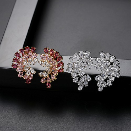 Mixed Color Gradient Zircon Earrings Women's Banquet Fashion Gold ...
