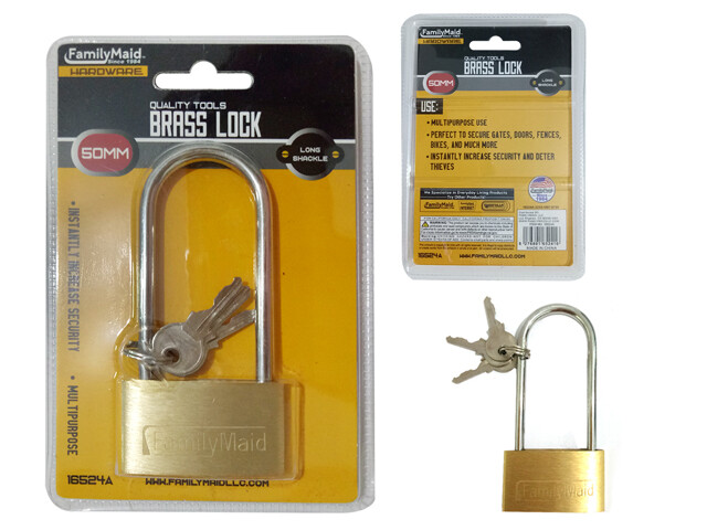 Brass Lock 50MM - Long Shackle - Security - Multipurpose Use - 2 Packs ...