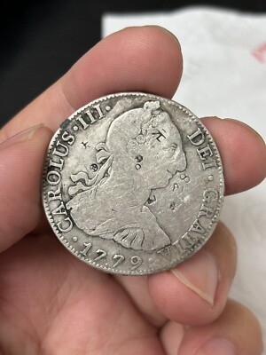 1779 Mo FF 8 Reales Mexico Silver Coin Spanish Carlos III Chopmarked | eBay