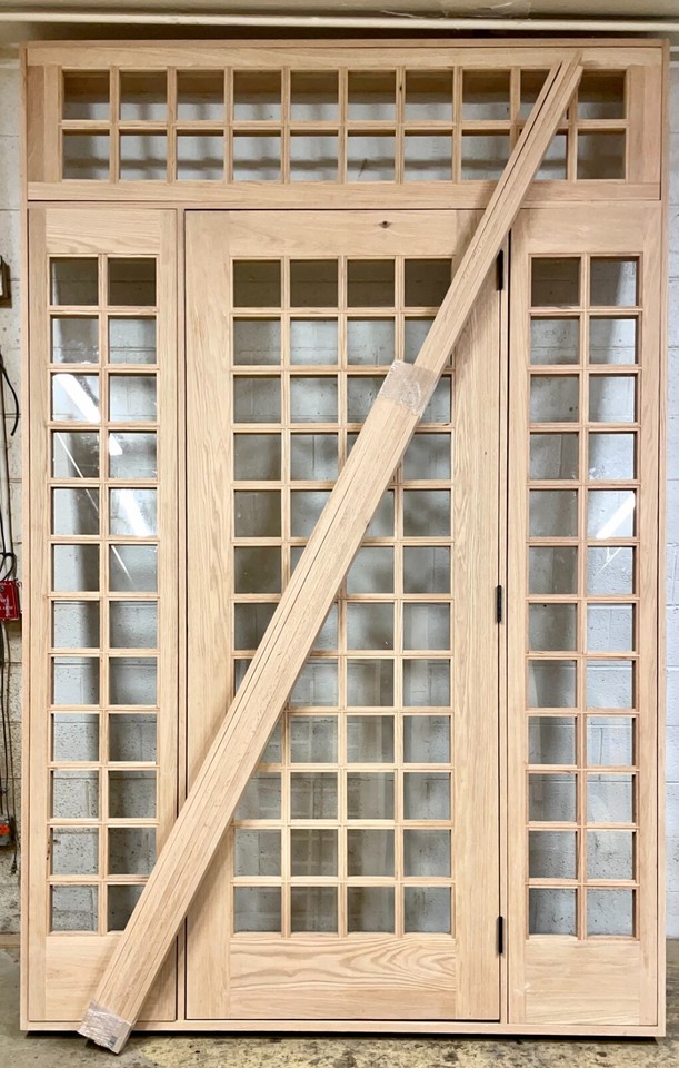 Solid white oak French door Low E glass transom side lights Custom U ...