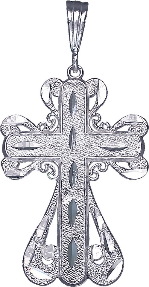 Sterling Silver Cross without Jesus Pendant Necklace with Diamond Cuts ...