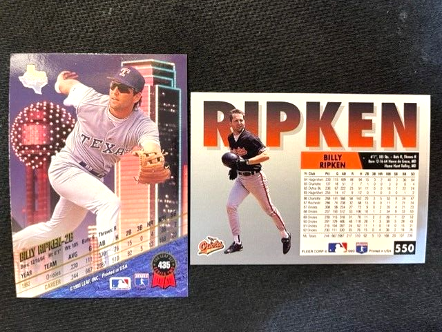 MLB - Billy Ripken 1993 Leaf & 1993 Fleer Baseball - Rangers | eBay