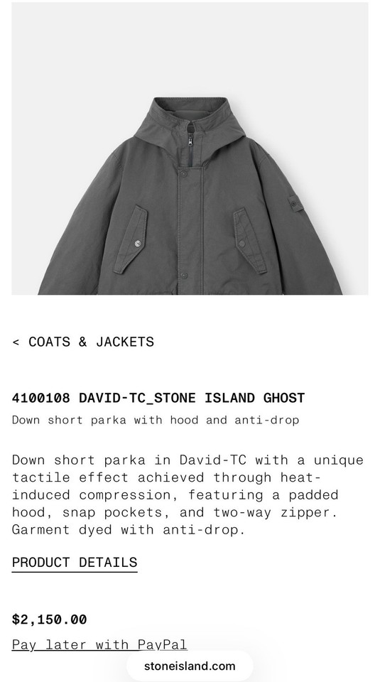 NEW Stone Island Ghost David-TC Parka, Current Season, Size L, SOLD OUT ...