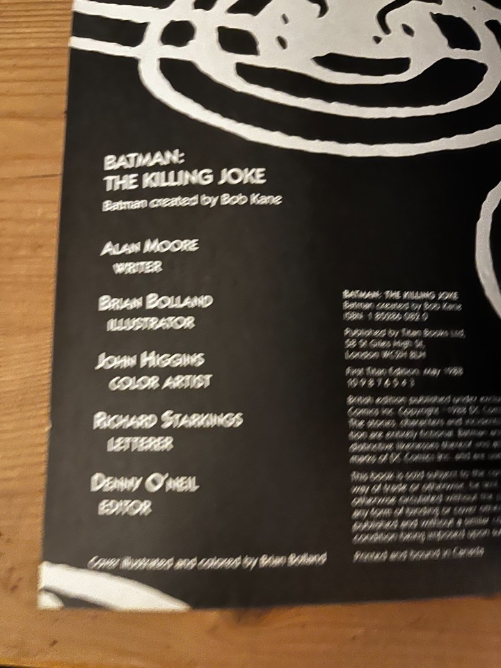 Batman The Killing Joke 1st Titan Edition 1988 Alan Moore Brian Bolland ...