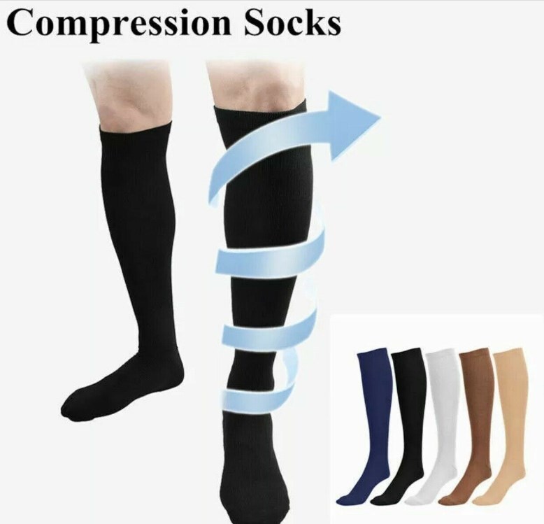 (6 Pairs) Compression 15-20mmHg Graduated Support Socks Calf Mens ...