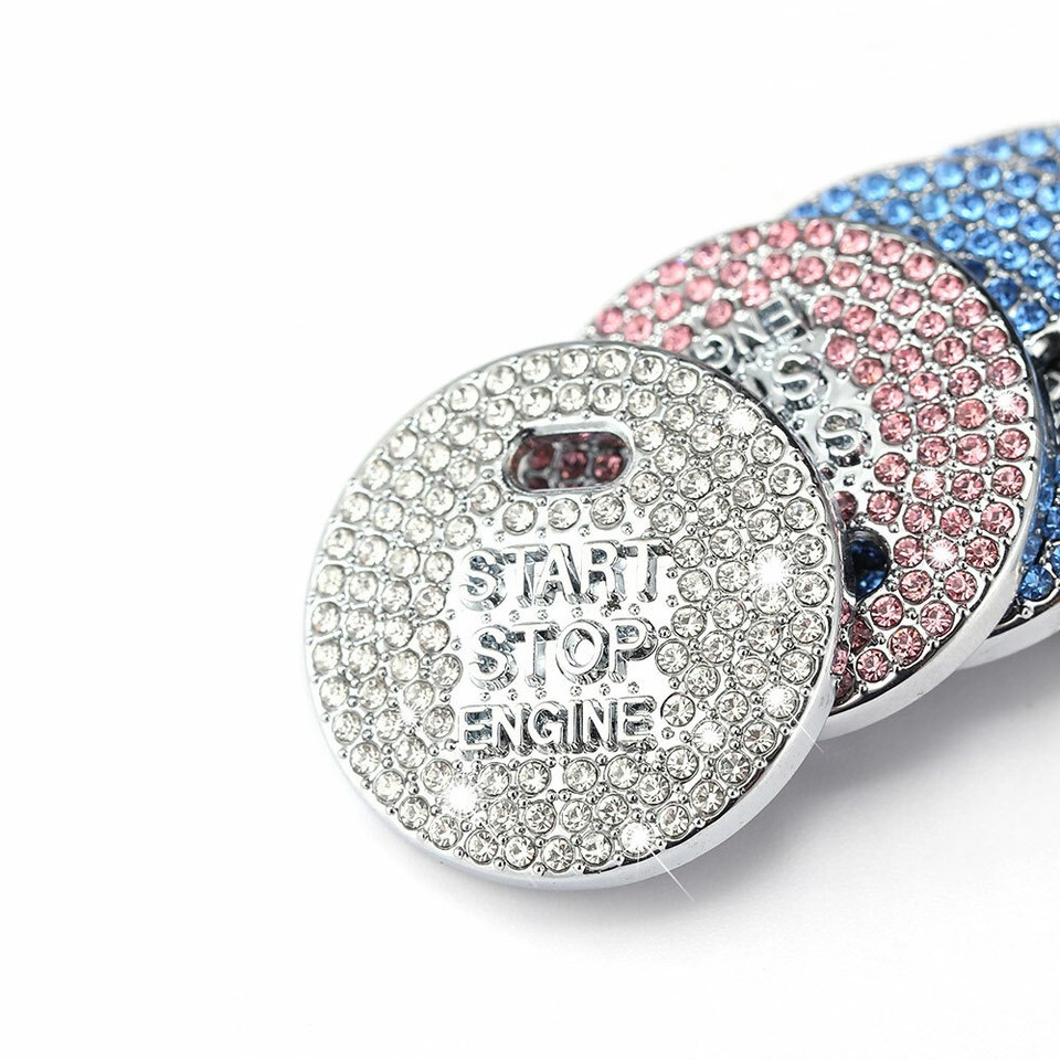 1x Car Interior Button Start Switch Decorative Diamond Ring Cap Cover ...