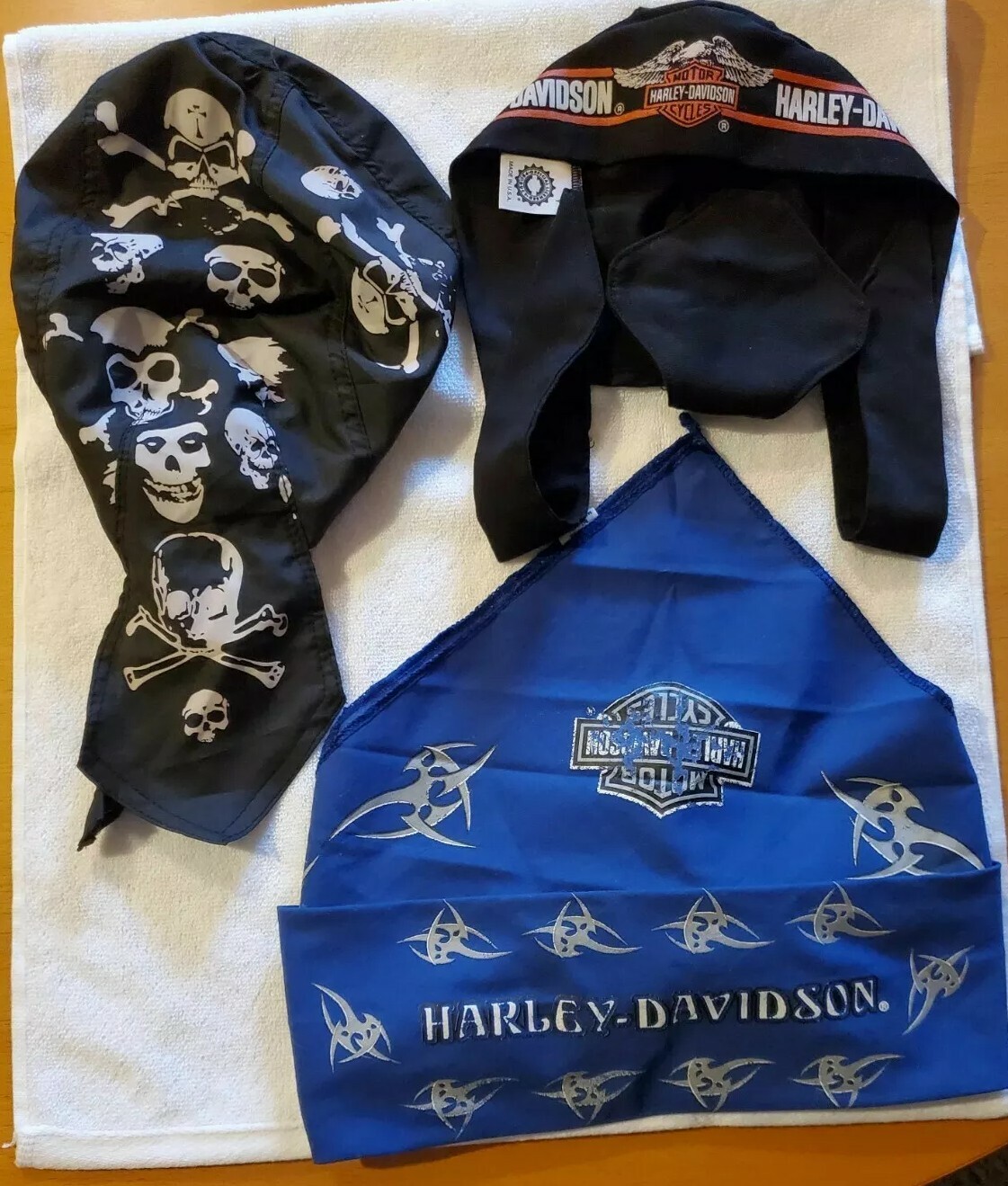 VINTAGE HARLEY-DAVIDSON MOTORCYCLE CAPS Lot of 3 - Gem